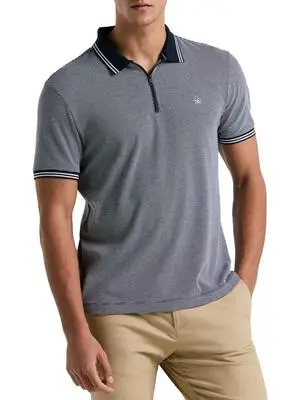 ORIGINAL PENGUIN Cotton Blend Jacquard Zip Polo - Dark Sapphire