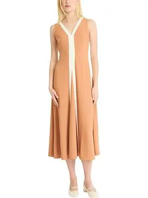 LUXELY Color Blocked Knit Dress - Copper/ White