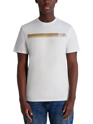Karl Lagerfeld Paris Race Stripe Slim Fit Logo Tee - White