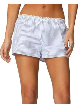 EDIKTED Striped Shorts - Light-blue