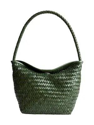 Madewell Handwoven Leather Shoulder Bag - Golf Green