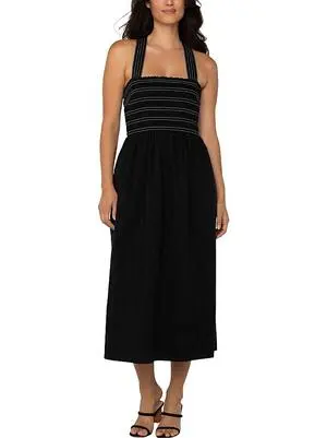 LIVERPOOL Smocked Midi Dress - Black