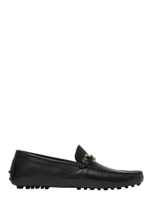 SCAROSSO Raphael Leather Driving Loafers - Black