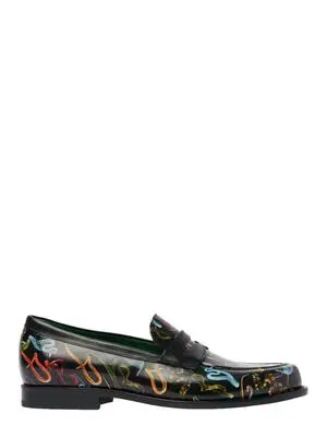 SCAROSSO Graphic-print Loafers - Black