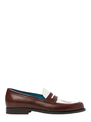 SCAROSSO Leather Slip-on Loafers - Brown