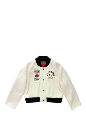 KURO Felt Like Award Bomber Jacket - White