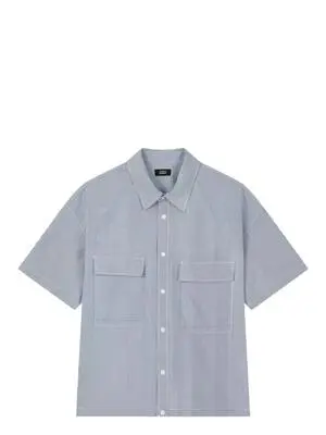 STUDIO TOMBOY Striped Short-sleeve Shirt - Blue