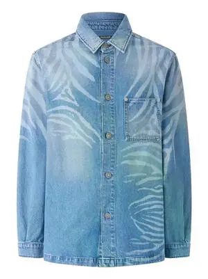 Roberto Cavalli Animal-print Denim Shirt - Blue