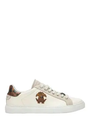 Roberto Cavalli Embroidered-logo Sneakers - Neutrals
