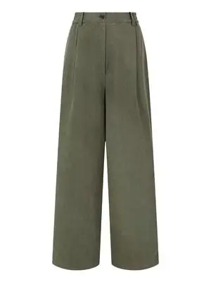 STUDIO TOMBOY Dart-detail Wide-leg Trousers - Green