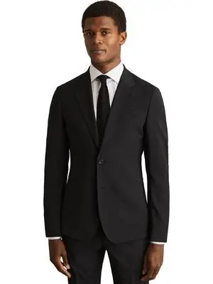 REISS Promise Wool-blend Single-breasted Suit Blazer Tailored-fit - Black