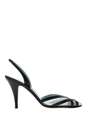 Valentino Garavani Impudance Leather And Mesh Slingback Pumps - Black
