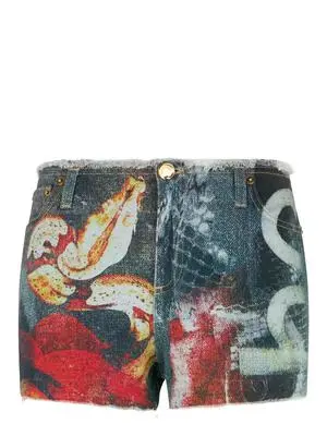 Roberto Cavalli Abstract-print Shorts - Blue