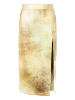 Roberto Cavalli Leather Pencil Skirt - Gold