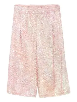 MERCI Cropped Trousers With Sequin Embellishments - Pink