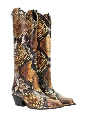 Roberto Cavalli Snakeskin-effect Boots - Brown