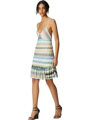 Missoni Sleeveless Mini Dress With Lace Tiered Skirt - Multicoloured