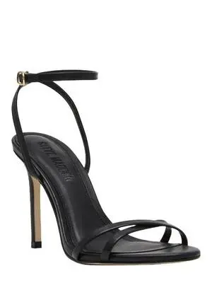 Steve Madden Ankle Strap Stiletto Sandals - Black Leather