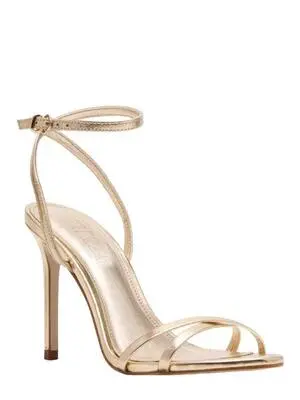 Steve Madden Ankle Strap Stiletto Sandals - Gold Leather