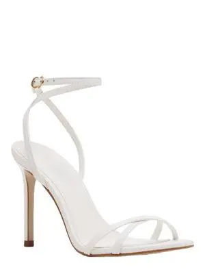 Steve Madden Ankle Strap Stiletto Sandals - White Leather