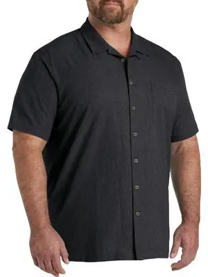 OAK HILL BY DXL Big & Tall Solid Camp Shirt - Black
