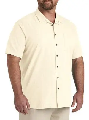 OAK HILL BY DXL Big & Tall Solid Camp Shirt - White