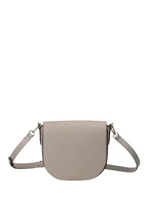 BOSS Alyce Flap Leather Crossbody Bag - Light Beige