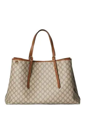 Gucci Gg Emblem Maxi Tote Bag - Beige