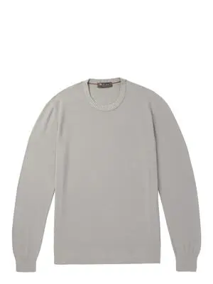 Loro Piana Cotton And Silk-blend Piqué Sweater - Gray