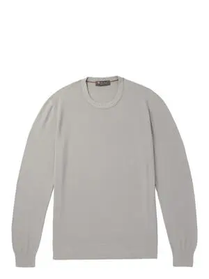 Loro Piana Cotton And Silk-blend Piqué Sweater - Gray