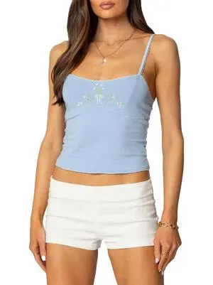 EDIKTED Floral Embroidered Camisole - Light-blue
