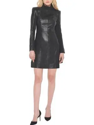 AS By DF Lbd Upcycled Leather Mini Dress - Black