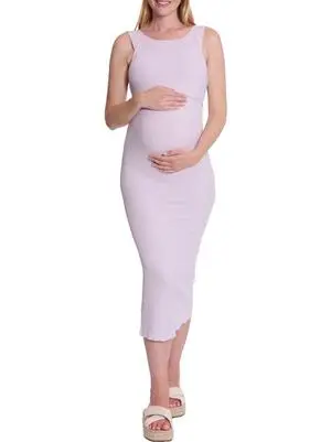 CACHE COEUR Malaga Metallic Rib Maternity Nursing Dress - Lilac