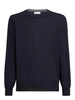 Brunello Cucinelli Lightweight Crew-neck Sweater - Navy Blue