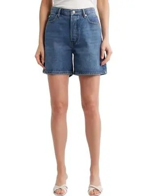 FRAME FRAME The Timeless High-Waist Mid-Thigh Denim Shorts September