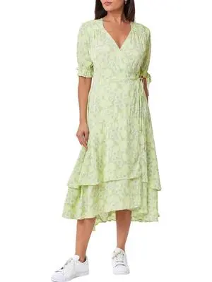 Scotch & Soda Scotch & Soda Wrap Midi Dress Abstract Floral Lime