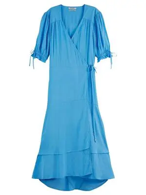 Scotch & Soda Scotch & Soda Wrap Midi Dress Aqua Blue