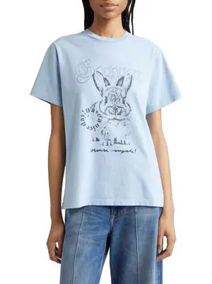 GANNI Future Basic Bunny Graphic T-shirt - Soft Chambray