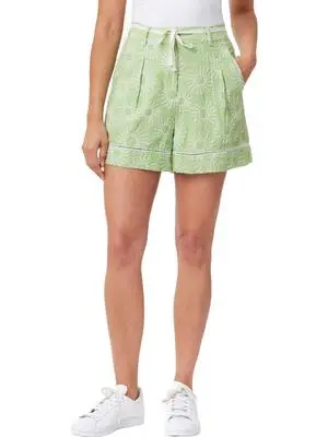 Scotch & Soda Embroidered High-waist Wide-leg Shorts - Pistachio
