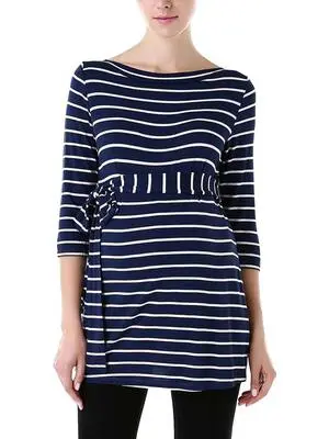 KIMI + KAI Whitney Striped Maternity Top - Navy Ivory