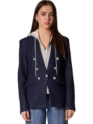 BLUE REVIVAL Hooded Helen Blazer - Rinse / Grey