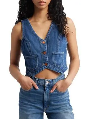 HIDDEN JEANS Crop Denim Vest - Dark Wash