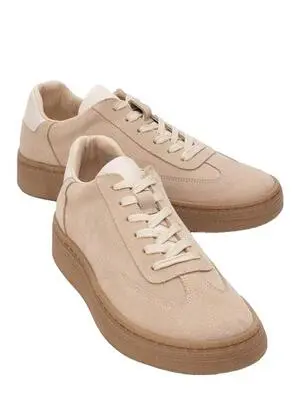 FOREVER & ALWAYS SHOES Fyore Leather Sneakers Beige Suede Leather