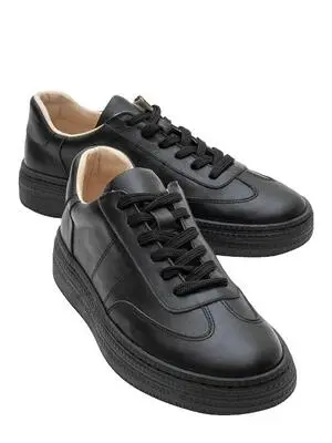 FOREVER & ALWAYS SHOES Fyore Leather Sneakers Black Leather