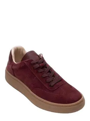 FOREVER & ALWAYS SHOES Fyore Leather Sneakers Burgundy Suede Leather
