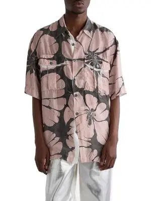 Dries Van Noten Cass Floral Silk Button-up Shirt - Dessin A