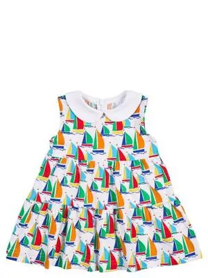 FLORENCE EISEMAN Sailboat Print Tiered Dress - White / Multicolor