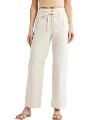 HIDDEN JEANS Tie Waist Wide Leg Jeans - Cream