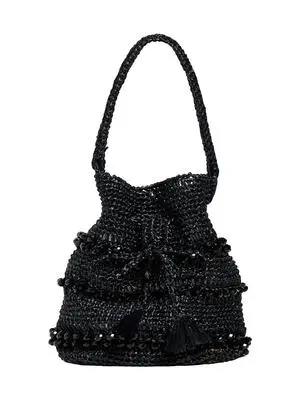 Maria La Rosa Maria La Rosa Crystal Trim Bucket Bag Black