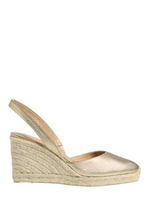 CastaÑer Carissa Metallic Leather Wedge Espadrilles - Oro